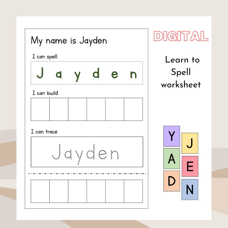 Custom Name Spelling Practice | Personalized Name Handwriting | Name ...