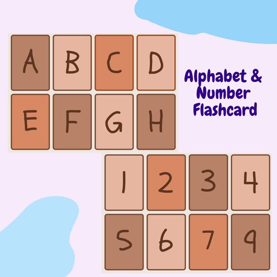 Alphabet & Numbers Flashcard Education Flashcard Printable - Etsy