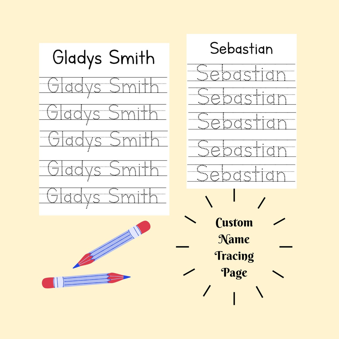 Práctica de escritura a mano de nombre personalizado / Escritura a mano ...