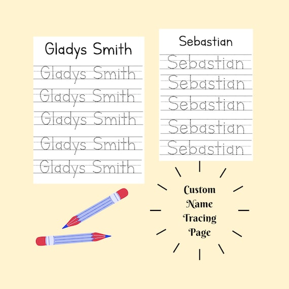 Custom Name Handwriting Practice Personalized Name - Etsy