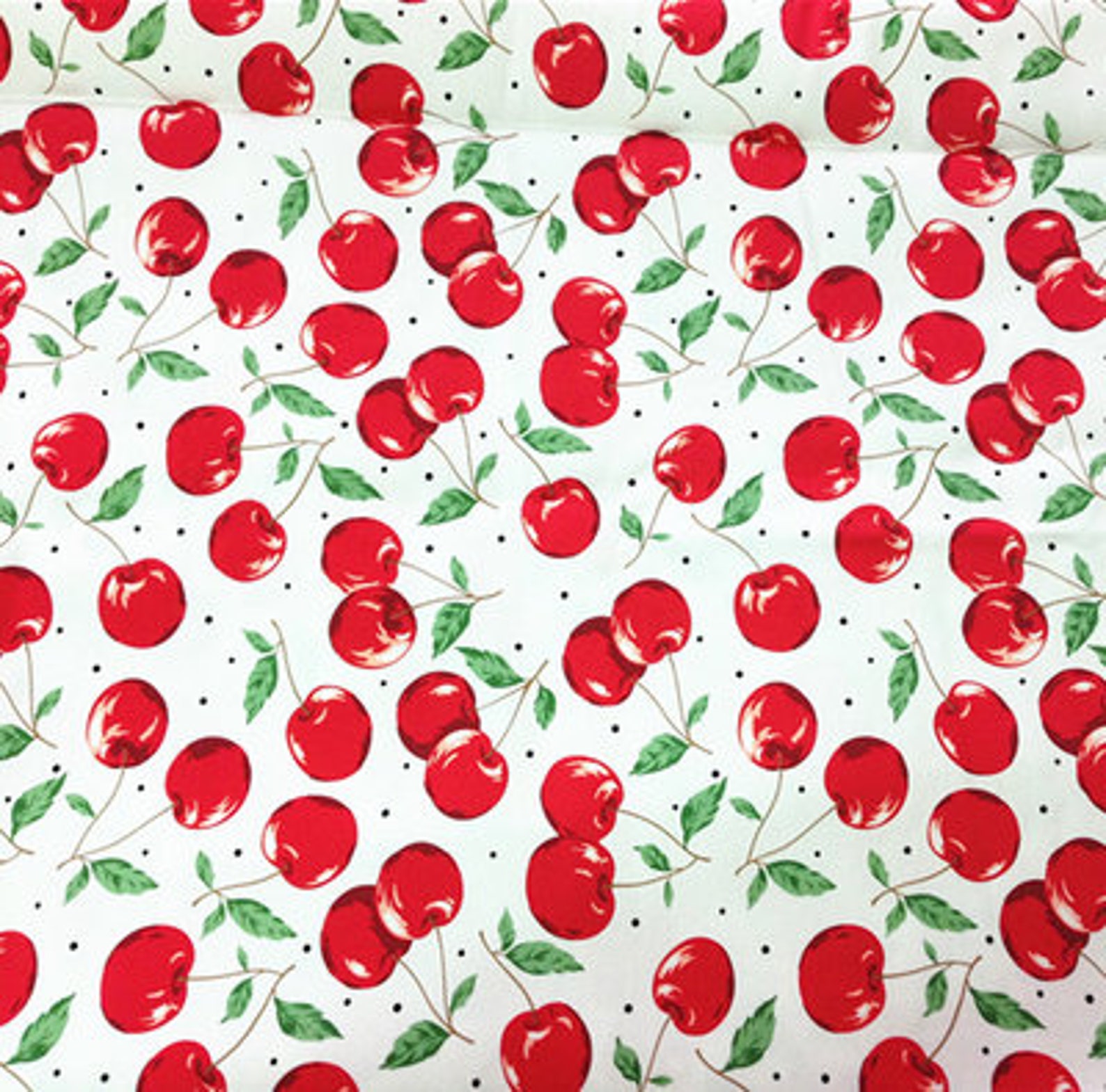 Small cherry cotton fabric plain print clothing fabric | Etsy