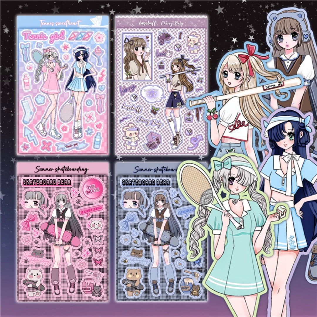 Sports Girl Sticker Sheet-1pc, Deco Sticker Sheet, Polco, Kawaii Korean ...