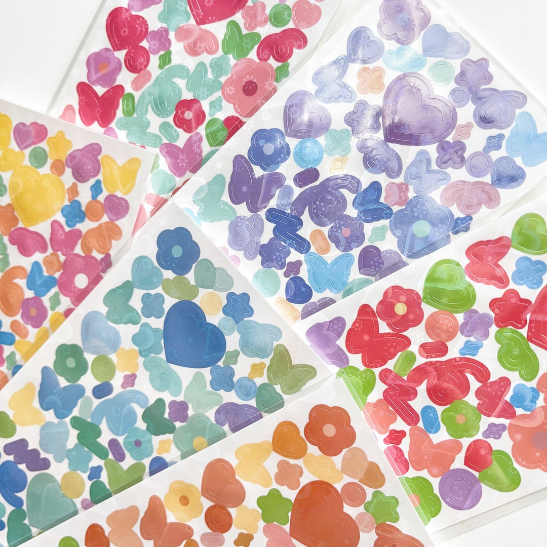 Colorful Flower Sticker Sheet-1pc, Deco Sticker Sheet, Polco, Kawaii ...