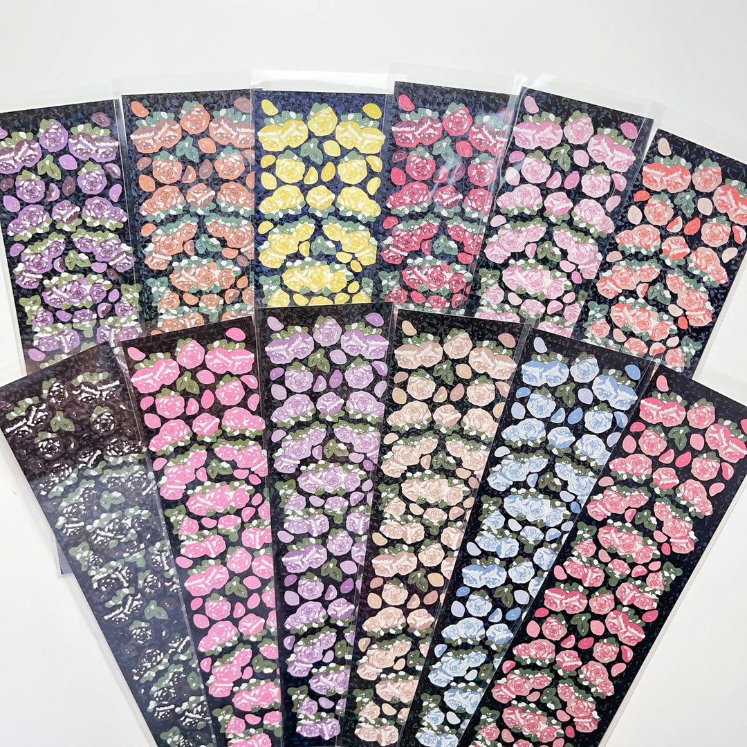 Flower Sticker Sheet 12 Styles Options 1pc, Deco Sticker Sheet, Kawaii ...
