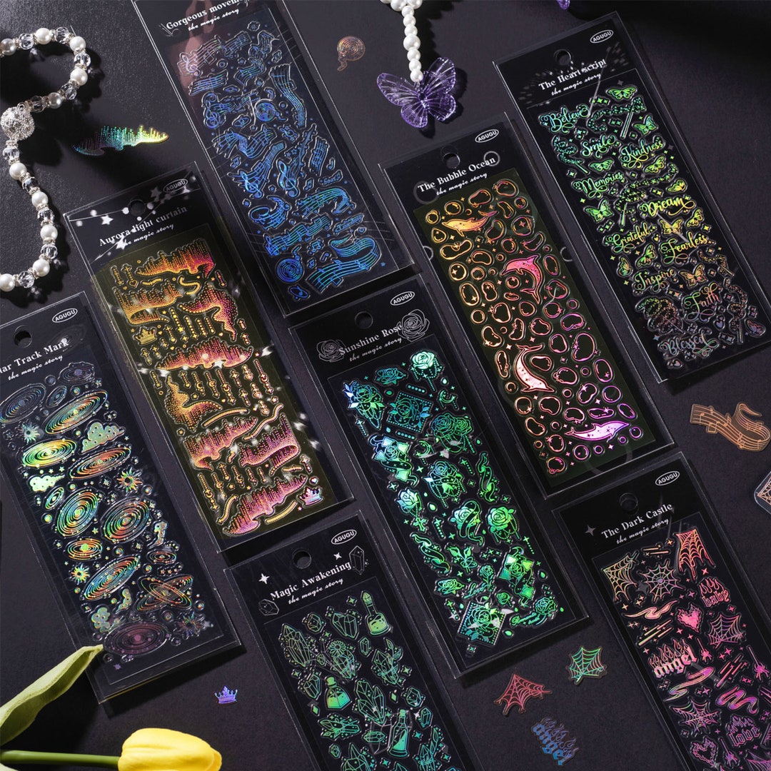 Holographic Sticker Sheet-1pc, Decor Sticker Sheet, Polco, Kawaii ...