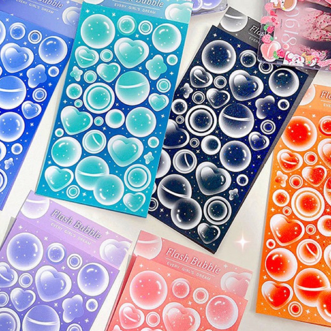 Flush Bubble Sticker Sheet-1pc, Deco Sticker Sheet, Polco, Kawaii ...