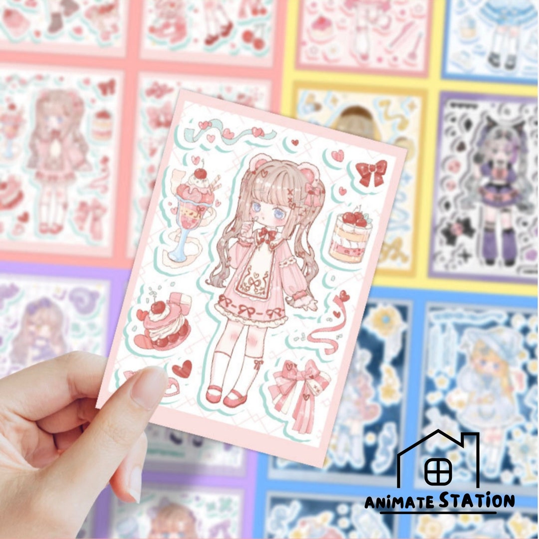 Little Girl Sticker Sheet Set 4pcs, Deco Sticker Sheet, Polco, Kawaii ...