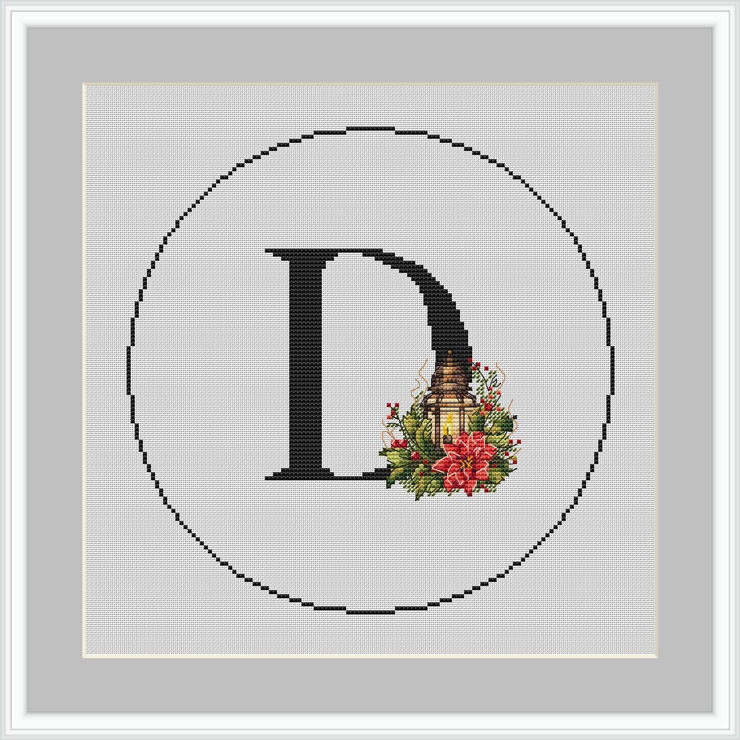 Letter D , Christmas Cross Stitch Pattern Monogram Letter D , Counted ...