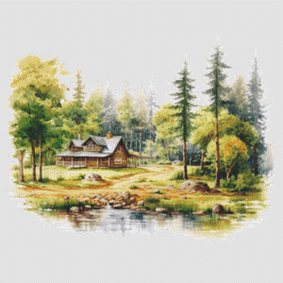 Counted Cross Stitch Pattern , Landscape Wall Art Hand Embroidery PDF ...