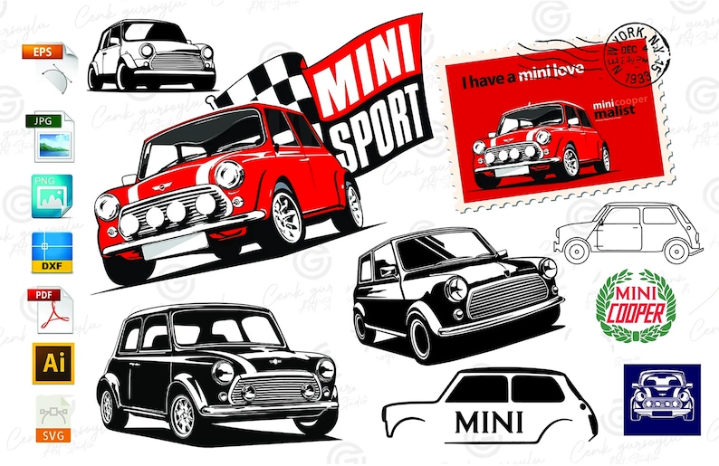 Mini Cooper Vector Bundle Svg/eps/png/ai Stencil Art, Vinyl Cutter ...