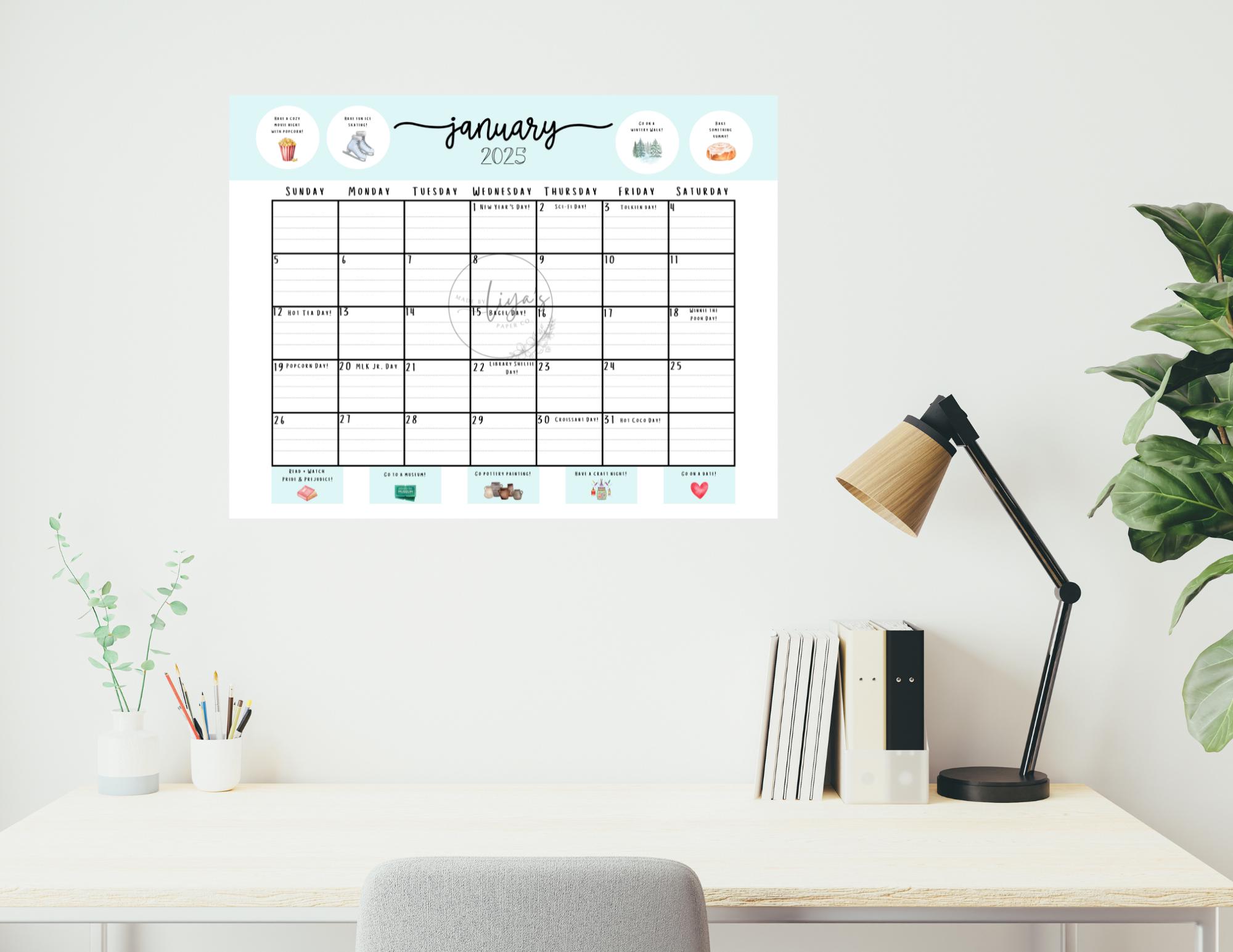 Printable January 2025 Calendar Page Blue Wintery Theme Planner January ...