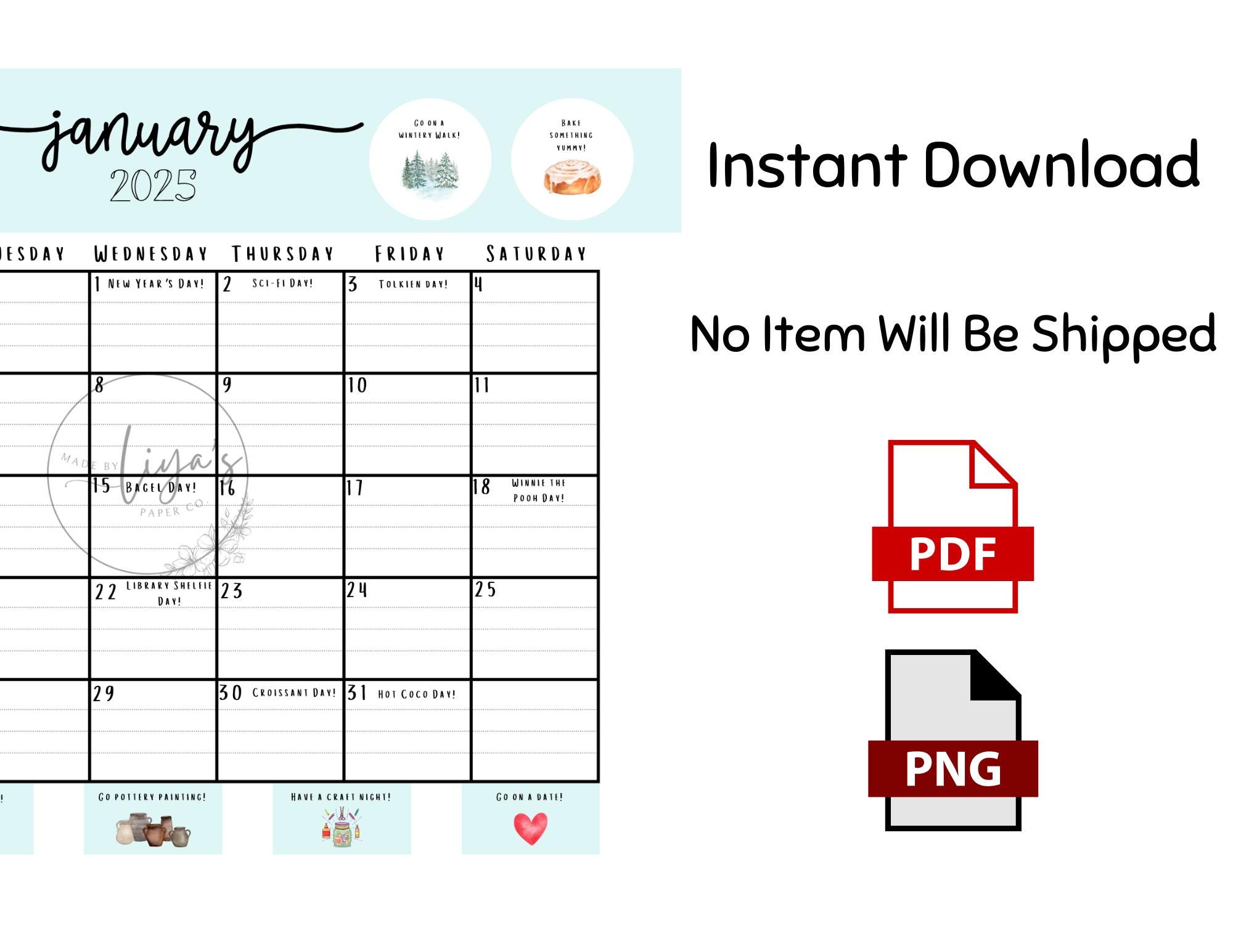 Printable January 2025 Calendar Page Blue Wintery Theme Planner January ...