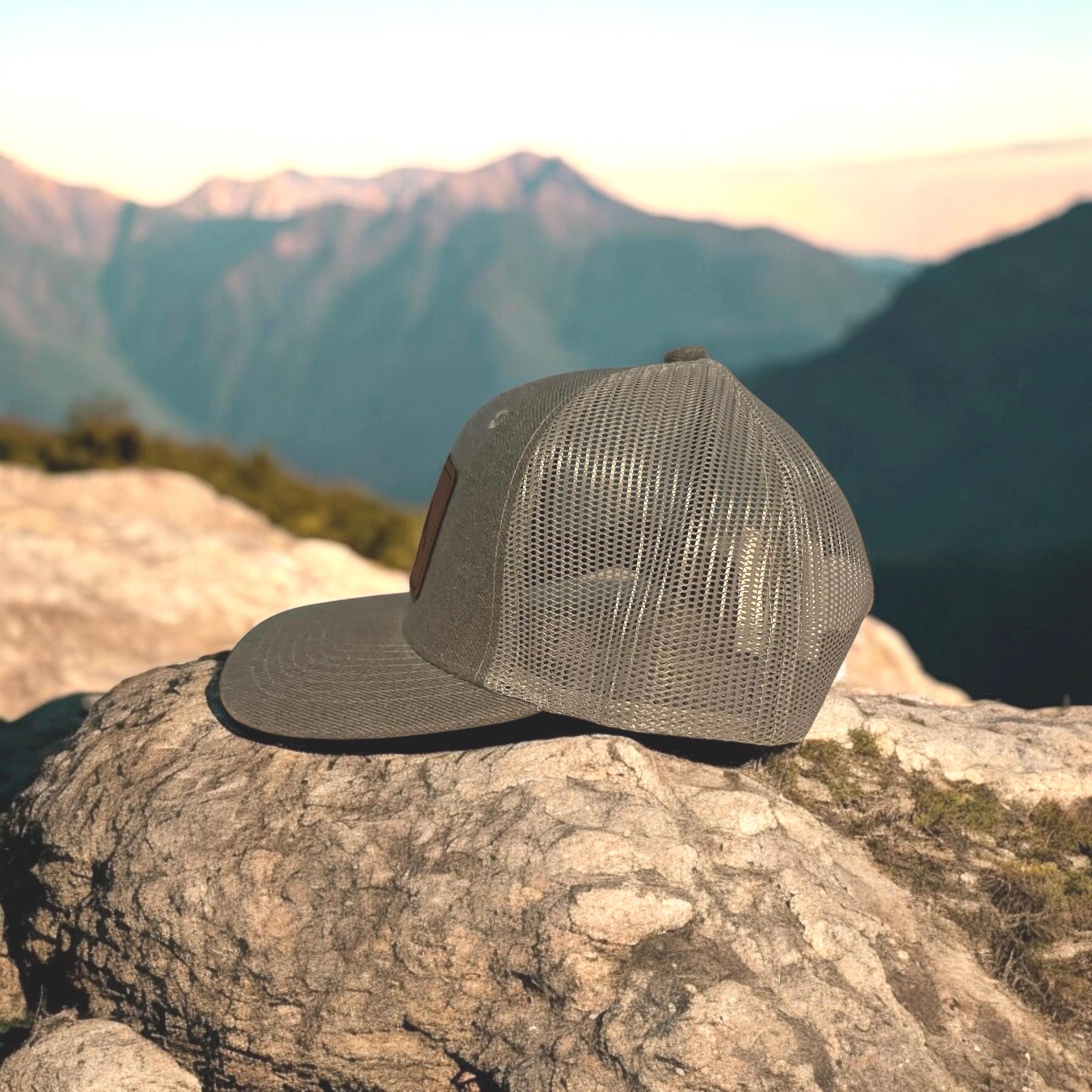 Moutain Leather Patch Trucker Hat Mountain Range Snapback Hat Hiking ...