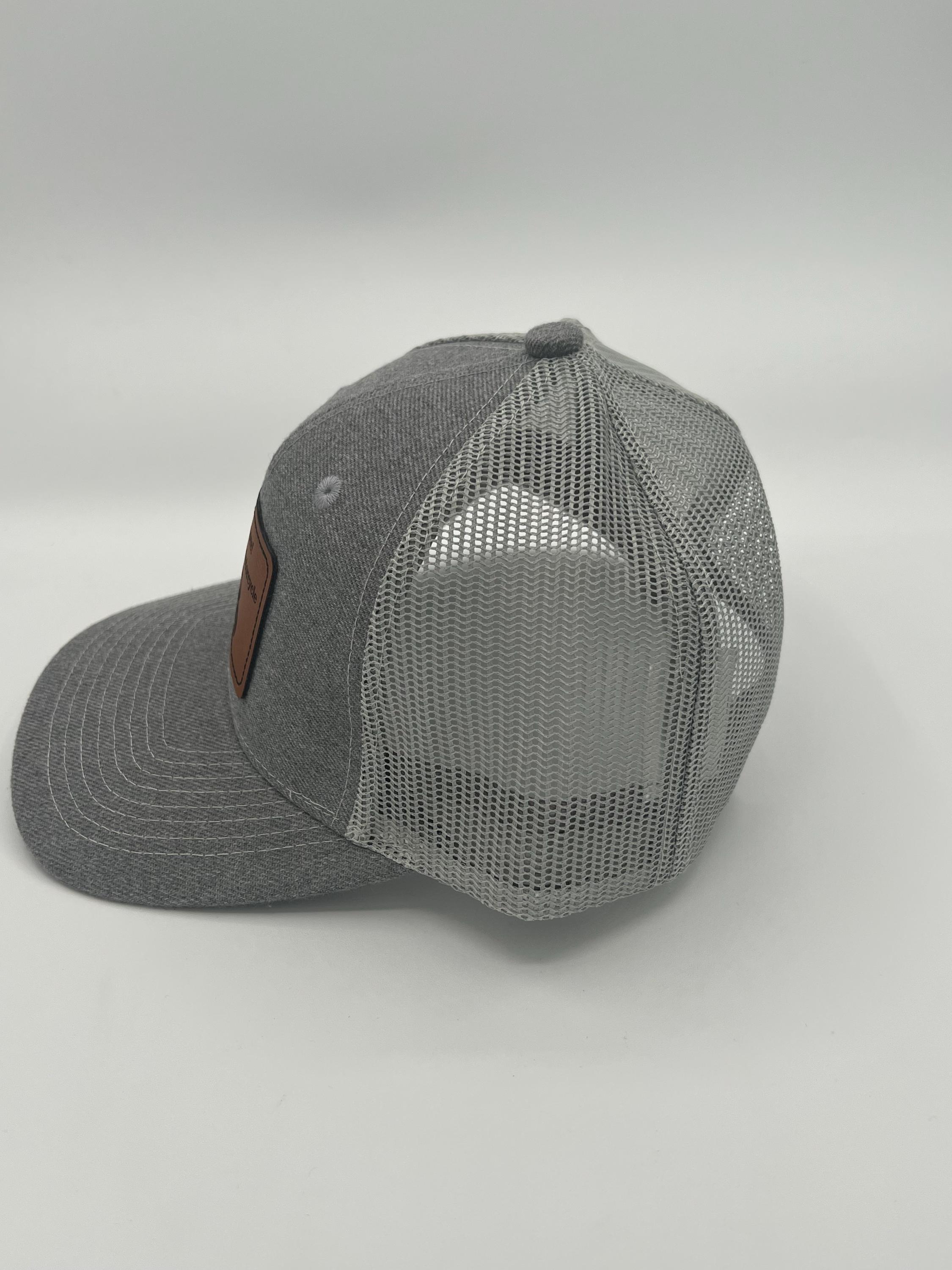 Moutain Leather Patch Trucker Hat Mountain Range Snapback Hat Hiking Outdoors Baseball Cap ...