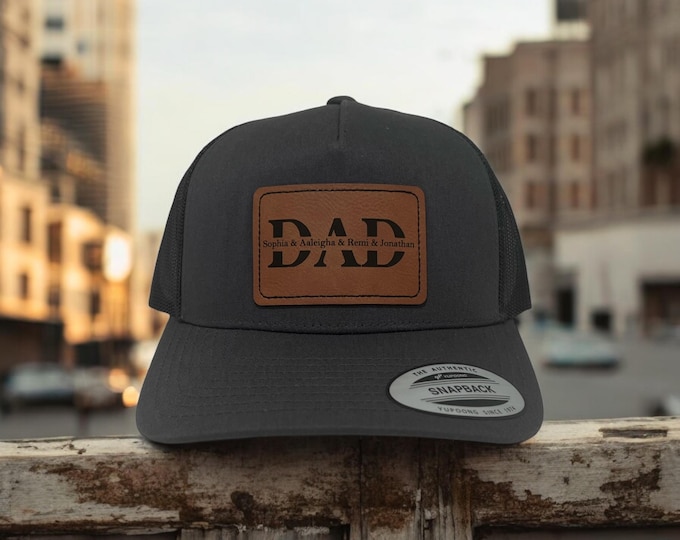 Fathers Day Gift Ideas Hat With Childrens Names in the Middle Personalized Baseball Cap ...