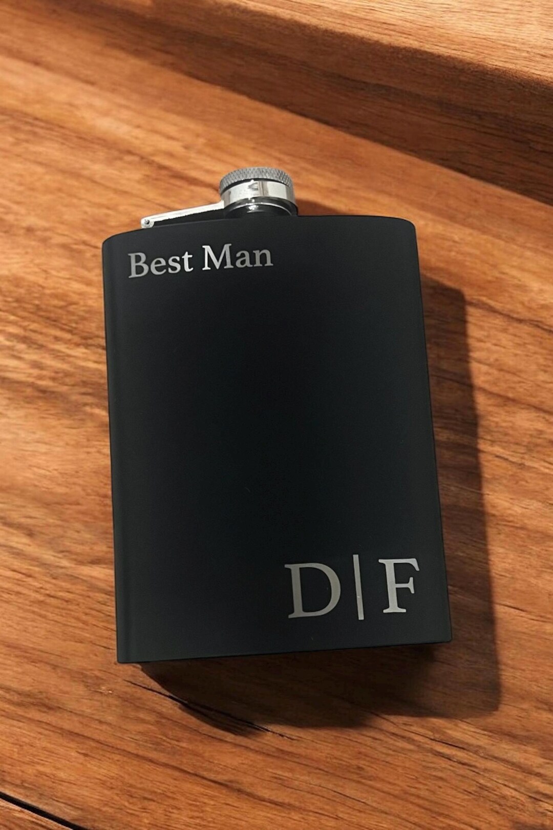 Personalized Flask for Groomsmen Gifts Custom Initial Black 8oz Hip ...