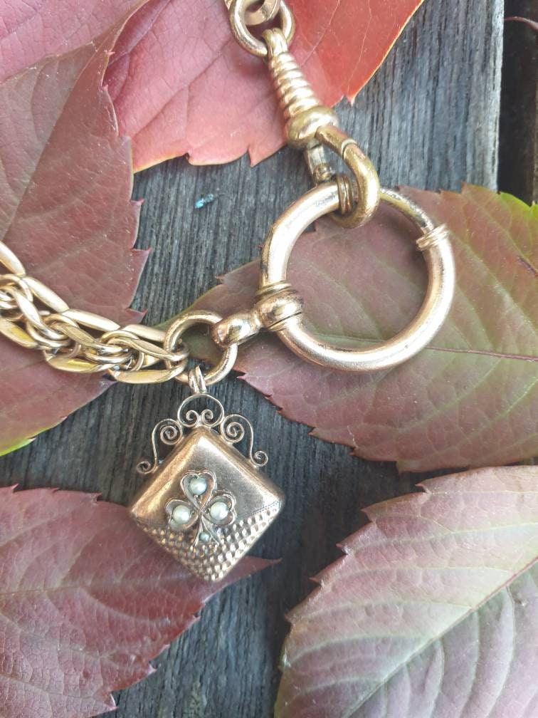 Vintage Antique Gold Filled Watch Chain With Bolt Ring Lobster Clasp ...
