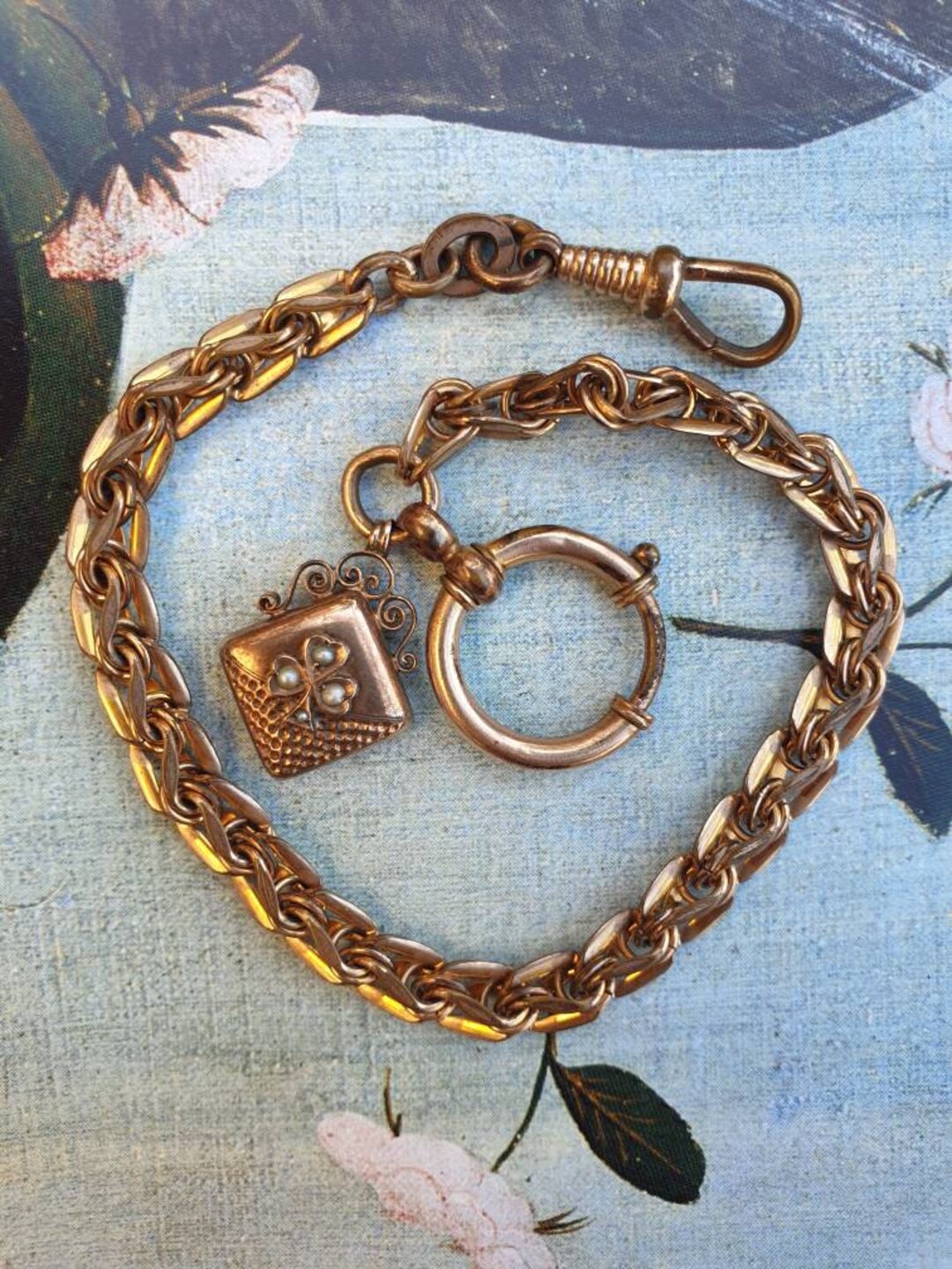 Vintage Antique Gold Filled Watch Chain With Bolt Ring Lobster Clasp ...
