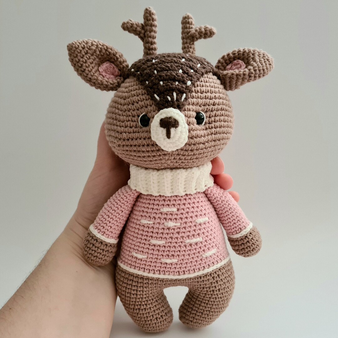 Handmade Crochet Deer Toy in Pink Sweater - Adorable Amigurumi ...