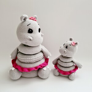 Crochet Hippo Stacking Toy - Stuffed Montessori Toys - Mom and Daughter ...