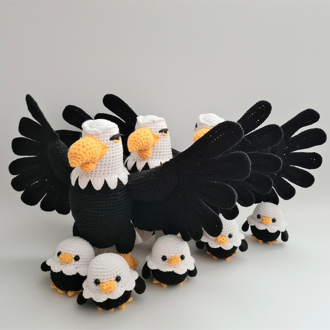 Crochet Black Bald Eagle Family Crochet Bald Eagle Trio - Etsy