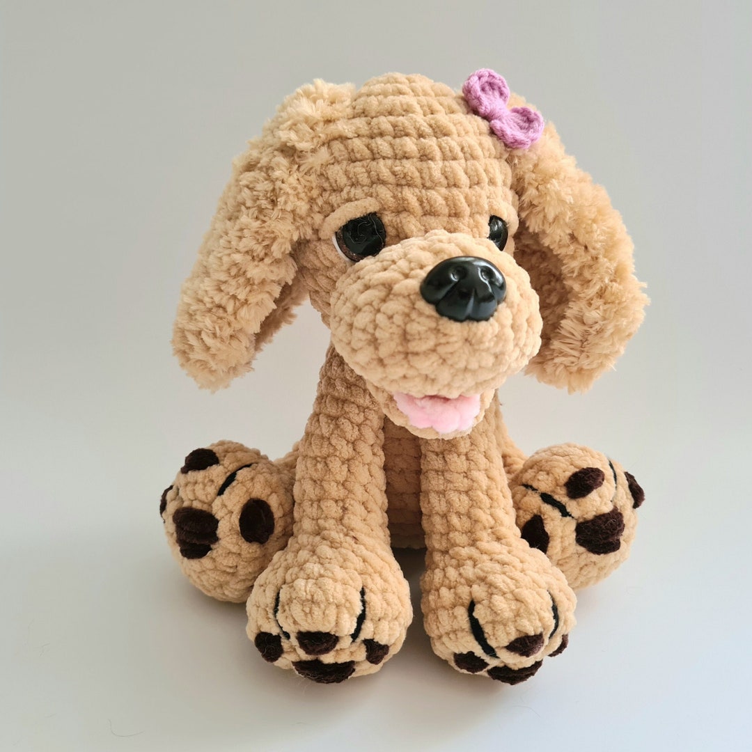 Cute Crochet Plush Golden Cocker Spaniel Dog Amigurumi Toy, Stuffed Dog ...