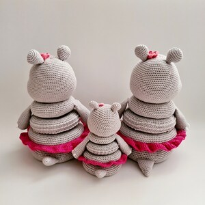 Crochet Hippo Stacking Toy - Stuffed Montessori Toys - Mom and Daughter ...