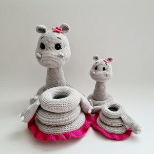 Crochet Hippo Stacking Toy - Stuffed Montessori Toys - Mom and Daughter ...