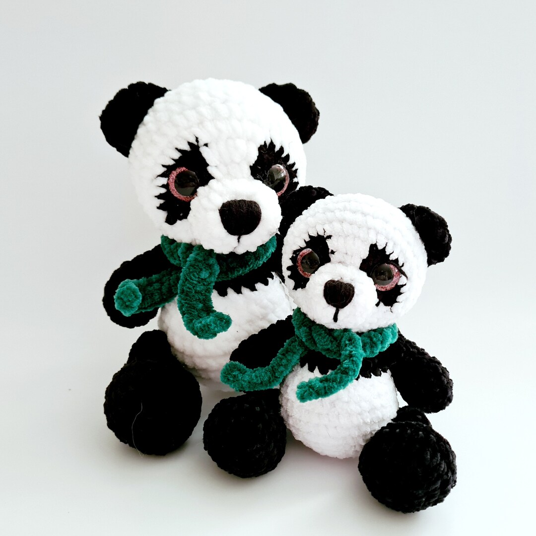 Handcrafted Crochet Plush Panda Amigurumi Toy - Stuffed Cute Panda Toy ...