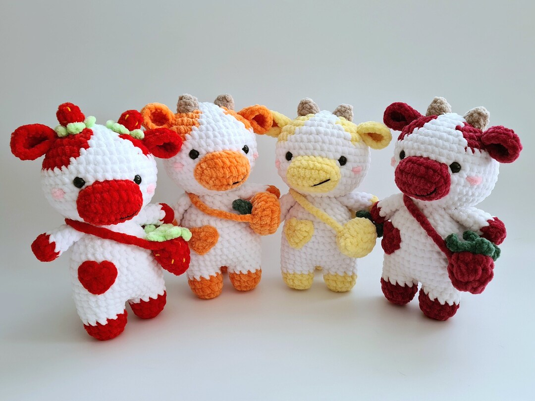 Crochet Plush Chubby Cow: Fruit/berry Amigurumi Toy - Etsy
