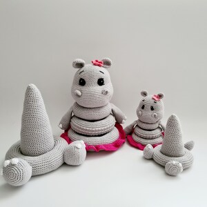 Crochet Hippo Stacking Toy - Stuffed Montessori Toys - Mom and Daughter ...