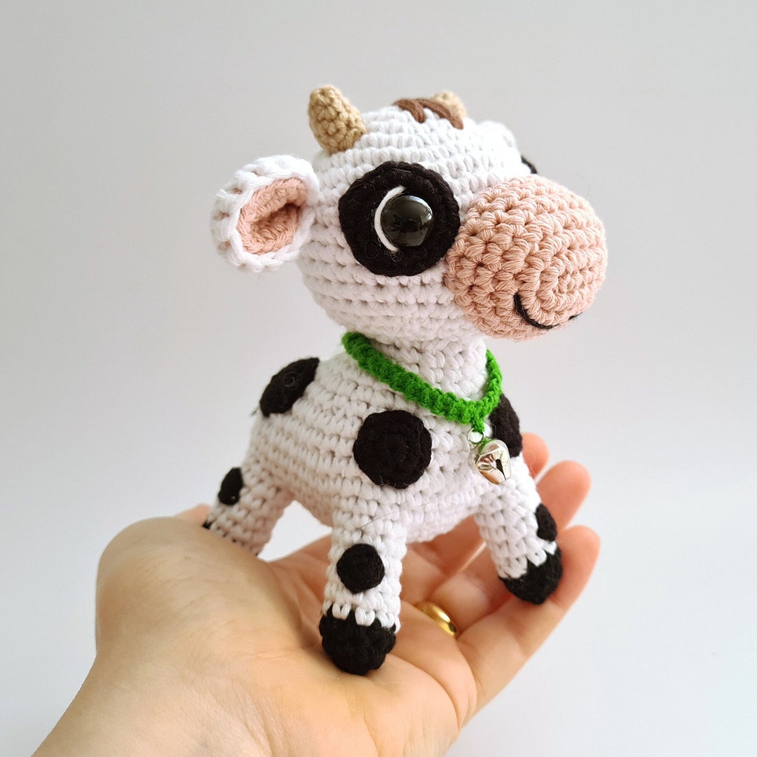 Mini Crochet Milk Cow Toy With Rattle, Stuffed Calf Toy, Cute Classic ...
