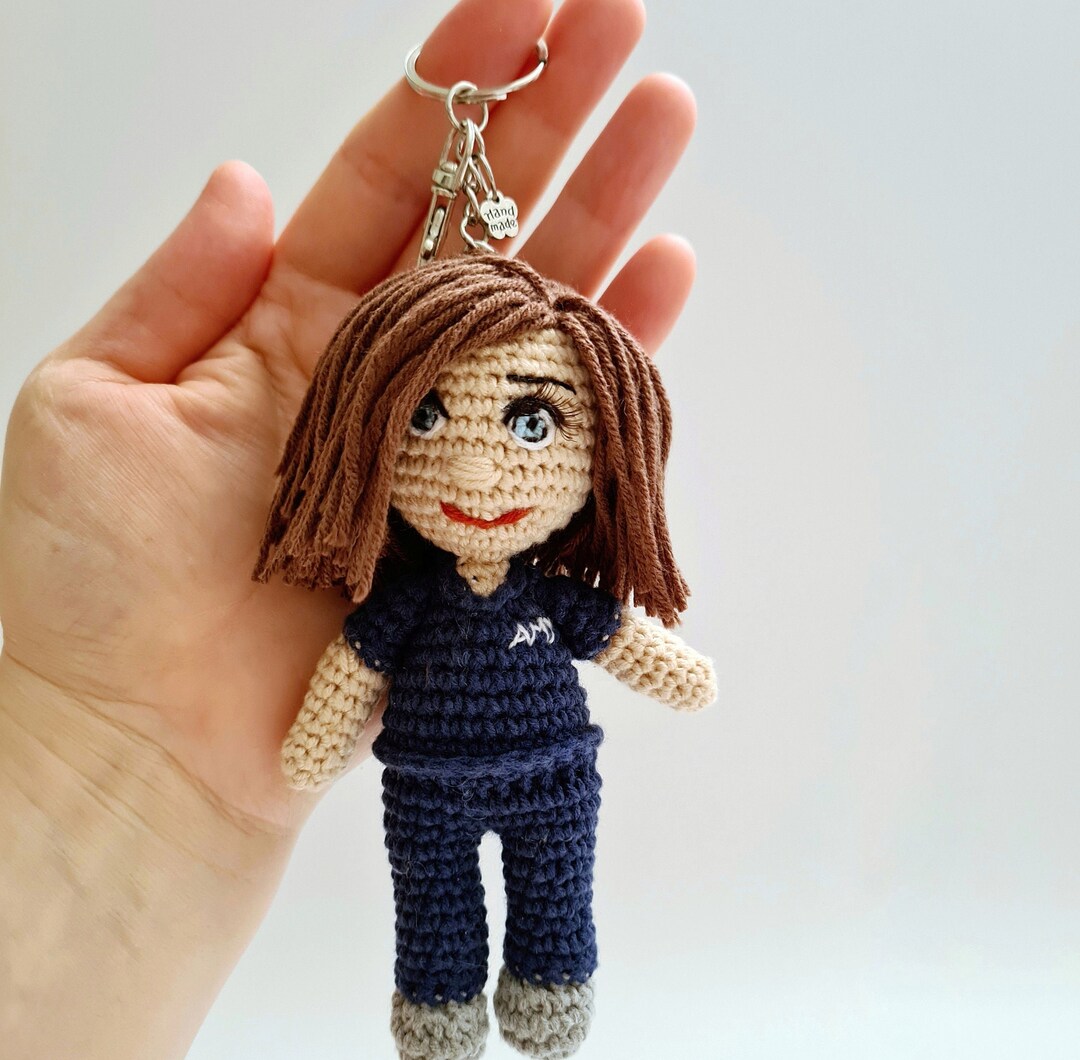 Personalized Crochet Keychain: Custom Portrait Mini Doll - Etsy