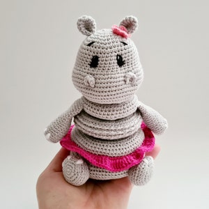 Crochet Hippo Stacking Toy - Stuffed Montessori Toys - Mom and Daughter ...