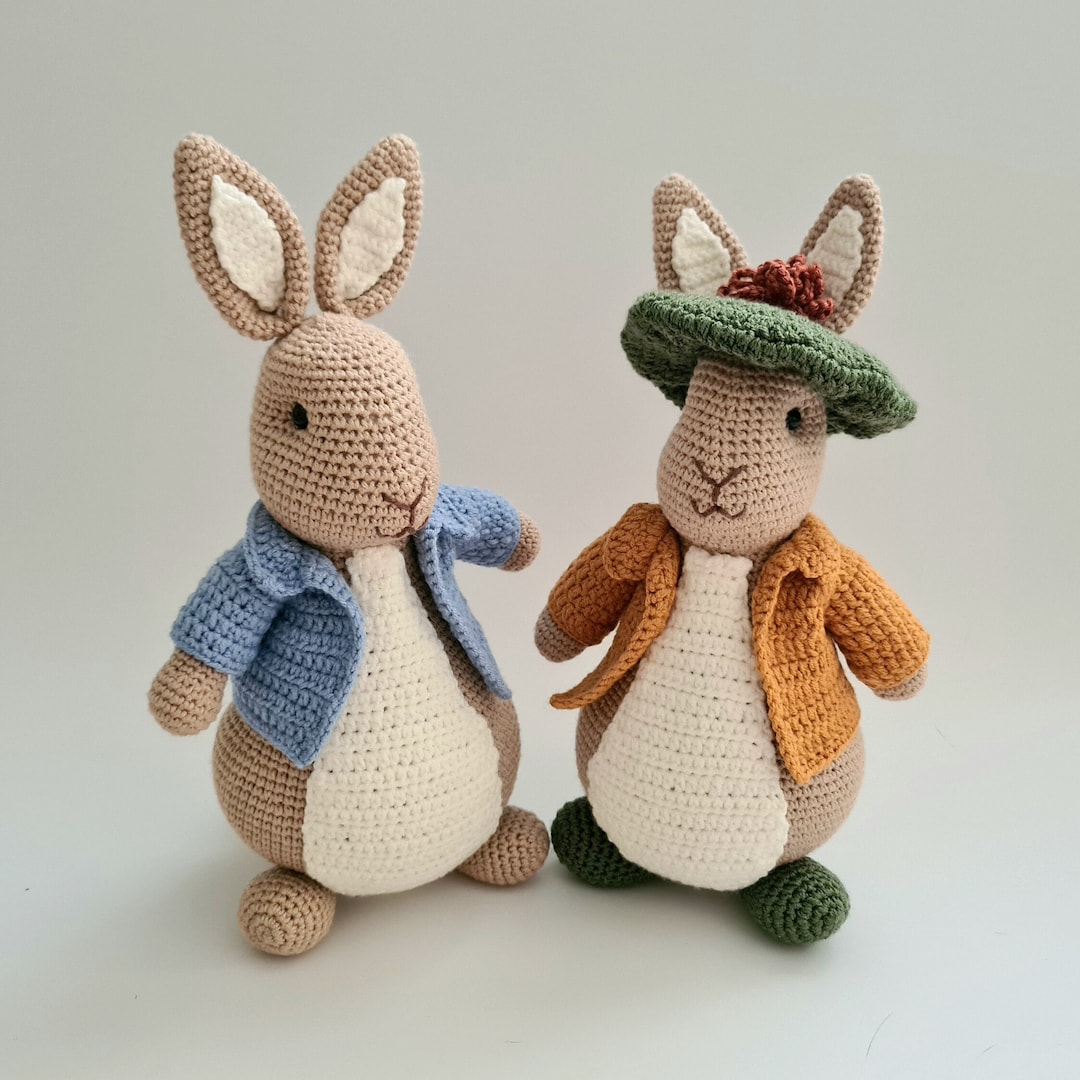 Crochet Rabbit Toy, Stuffed Bunny Rabbit With Coat and Hat, Easter Gift ...