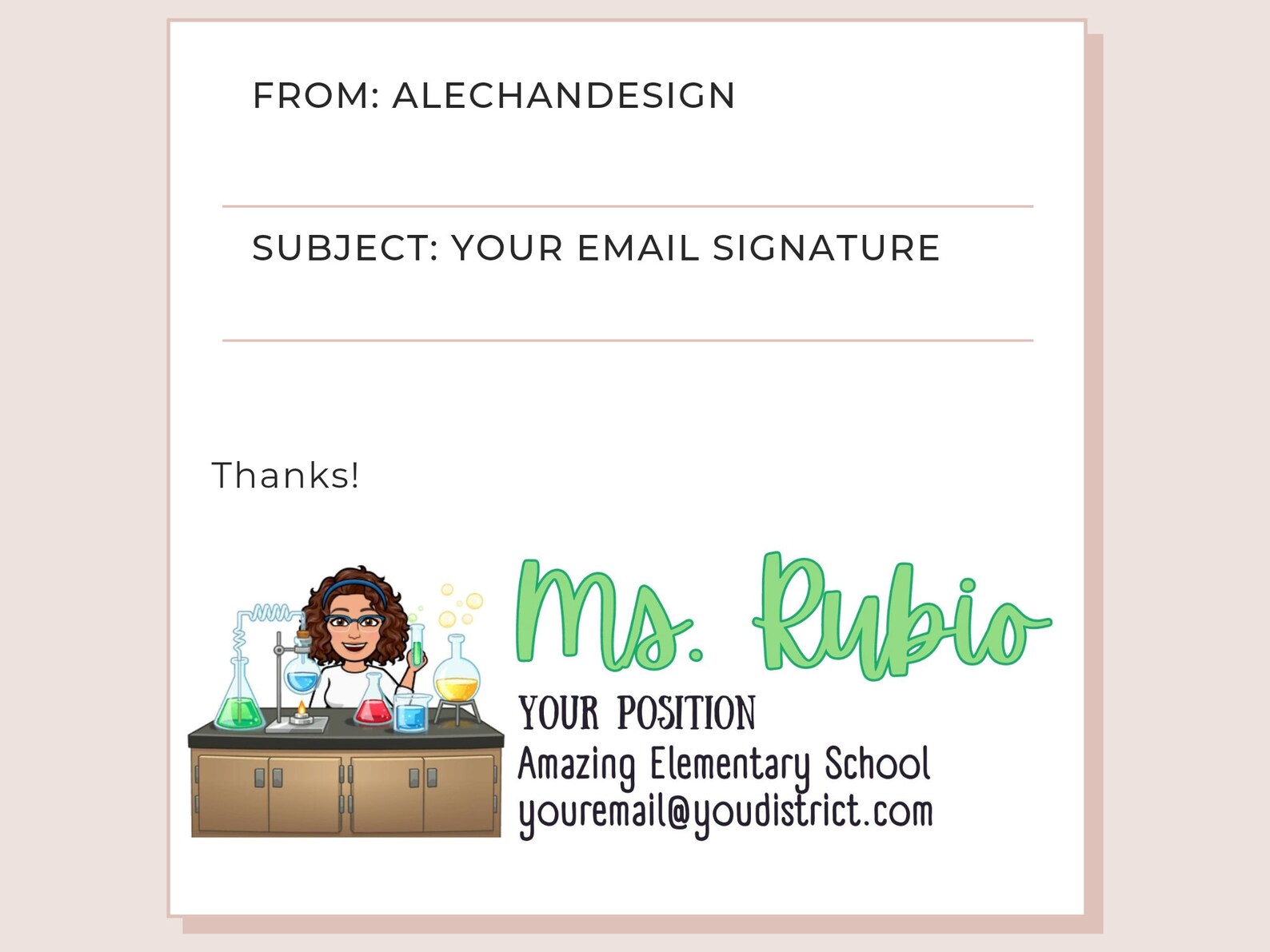 Bitmoji Teacher Email Signature - Etsy
