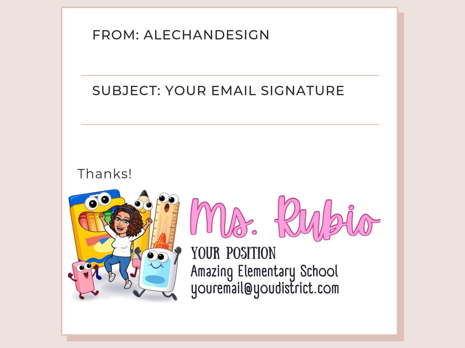 Bitmoji Teacher Email Signature! - Etsy