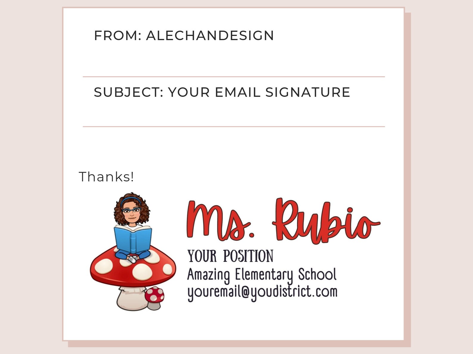 Bitmoji Teacher Email Signature! - Etsy