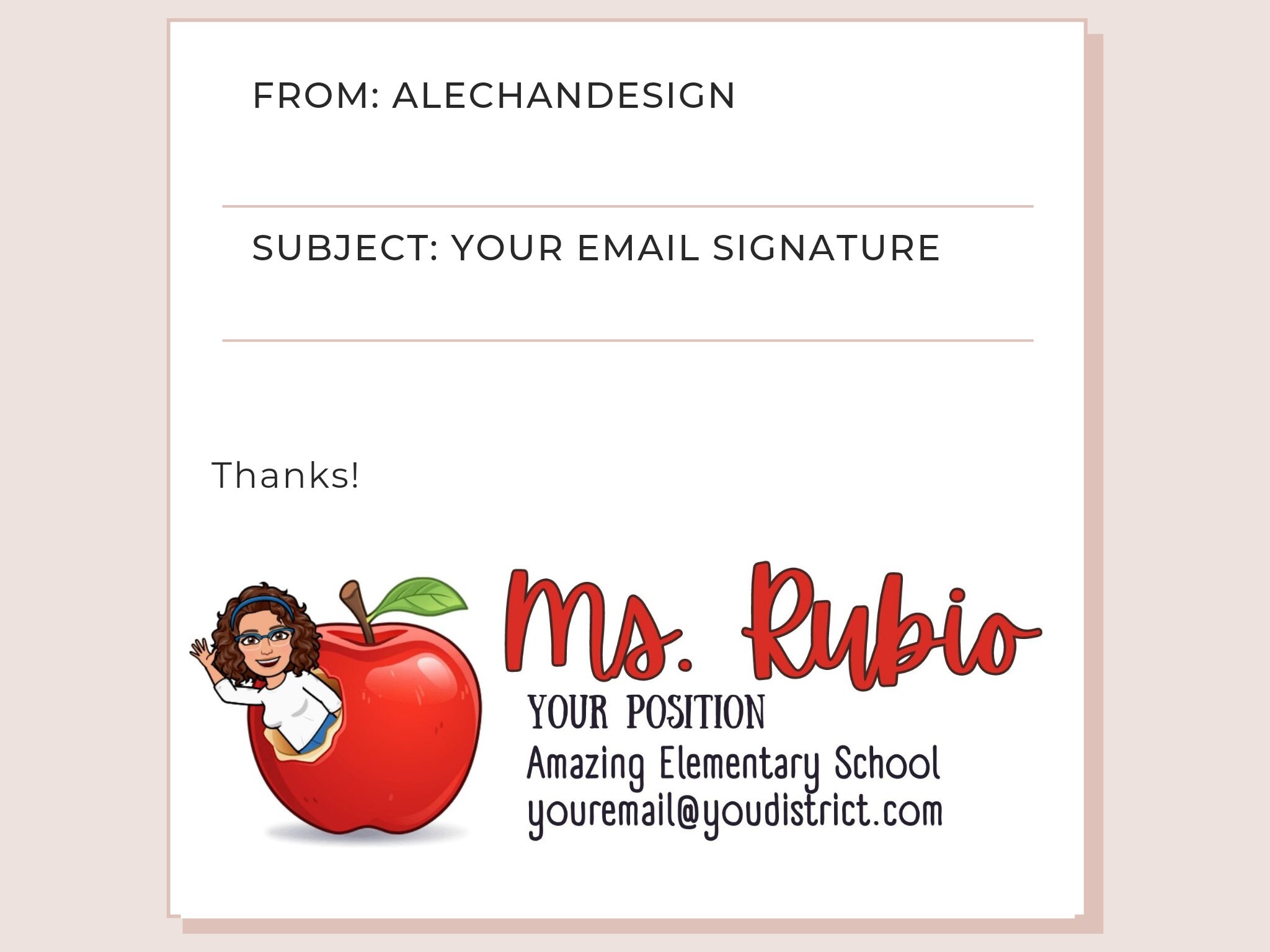 Bitmoji Teacher Email Signature! - Etsy