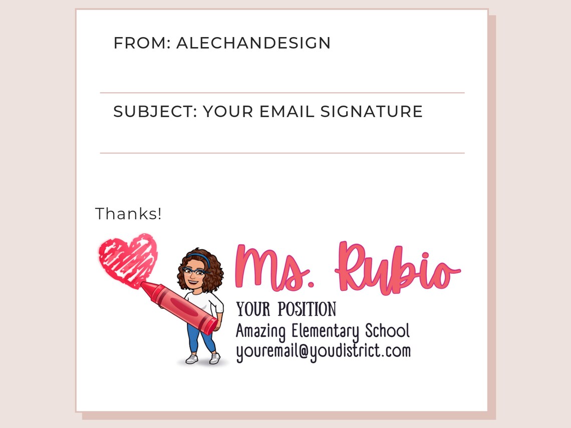 Bitmoji Teacher Email Signature! - Etsy