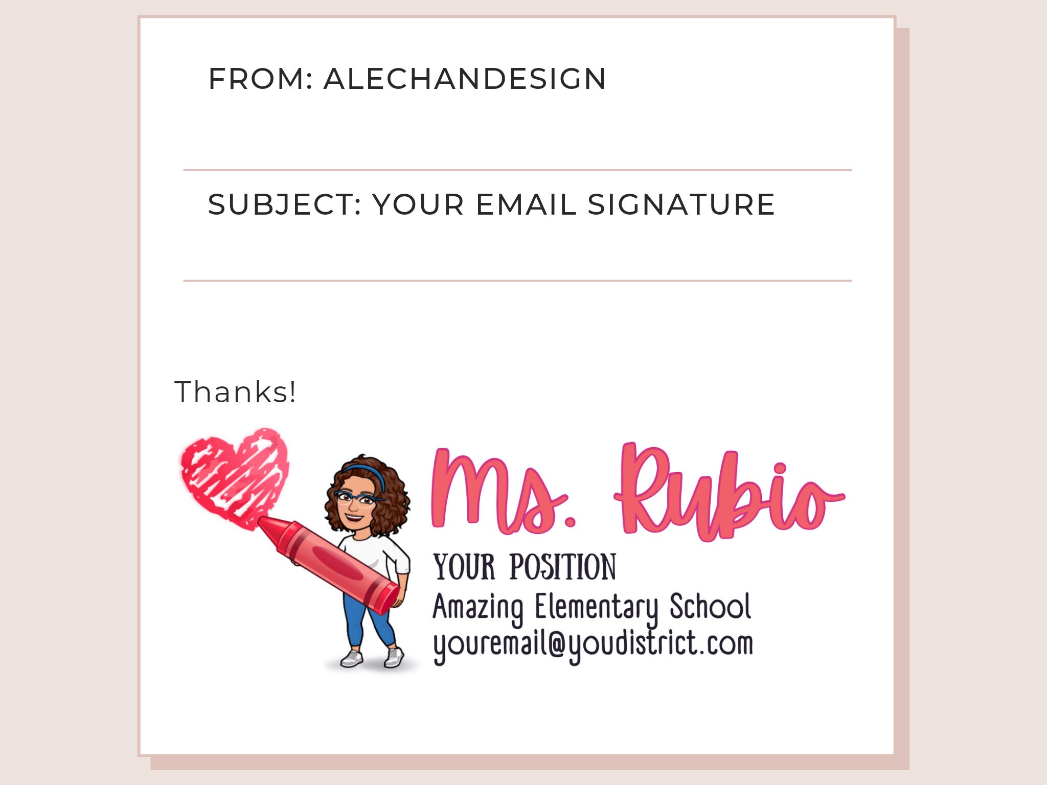 Bitmoji Teacher Email Signature! - Etsy