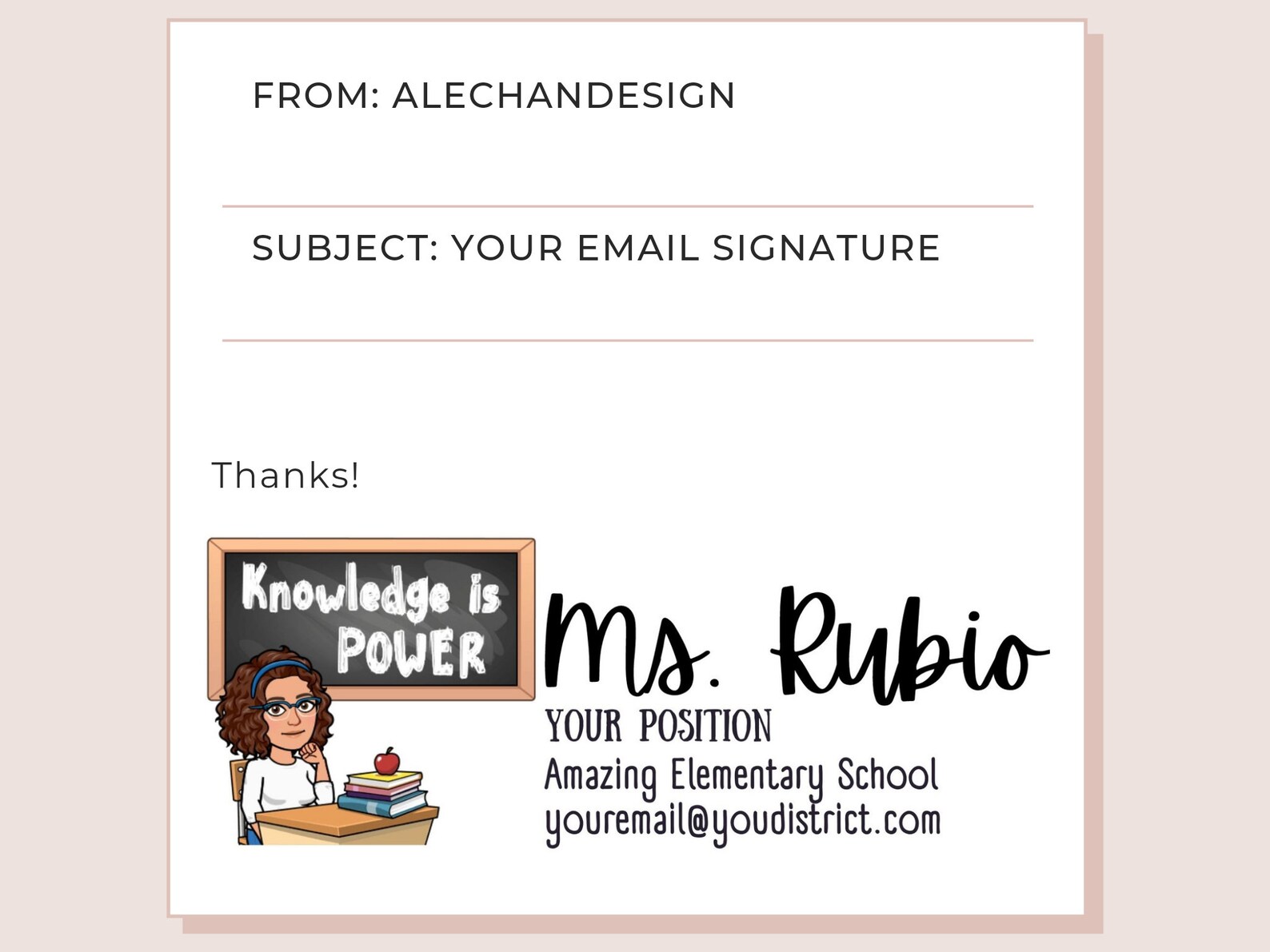 Bitmoji Teacher Email Signature! - Etsy