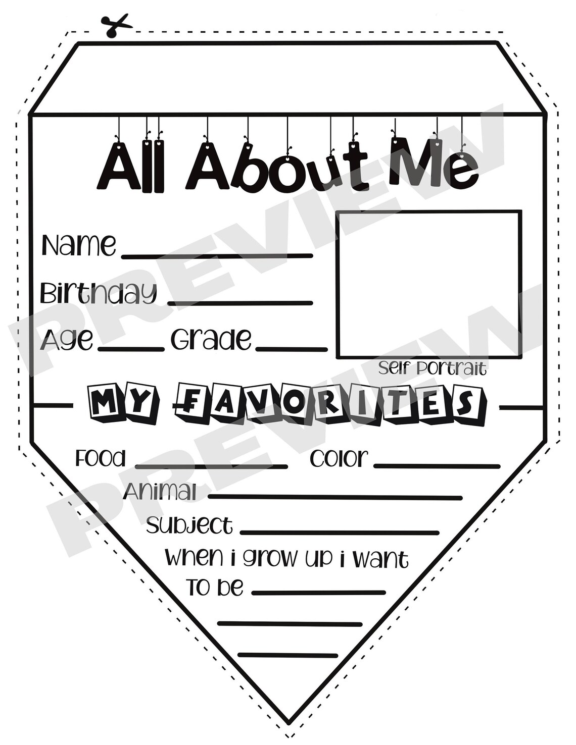 All About Me Bilingual Banner Worksheet English-spanish - Etsy