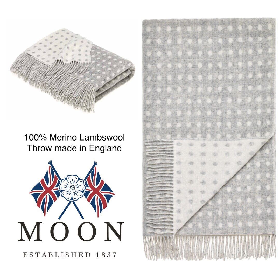 Grey Merino Lambswool Throw Blanket: Bronte by Moon, Made in England - Etsy