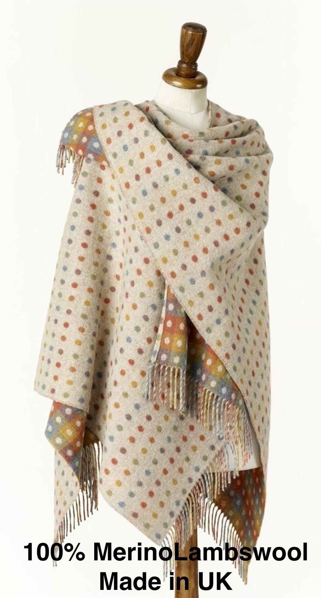 100% Multicolour Spot Merino Wool Beige Brown Silver Grey Purple Camel ...