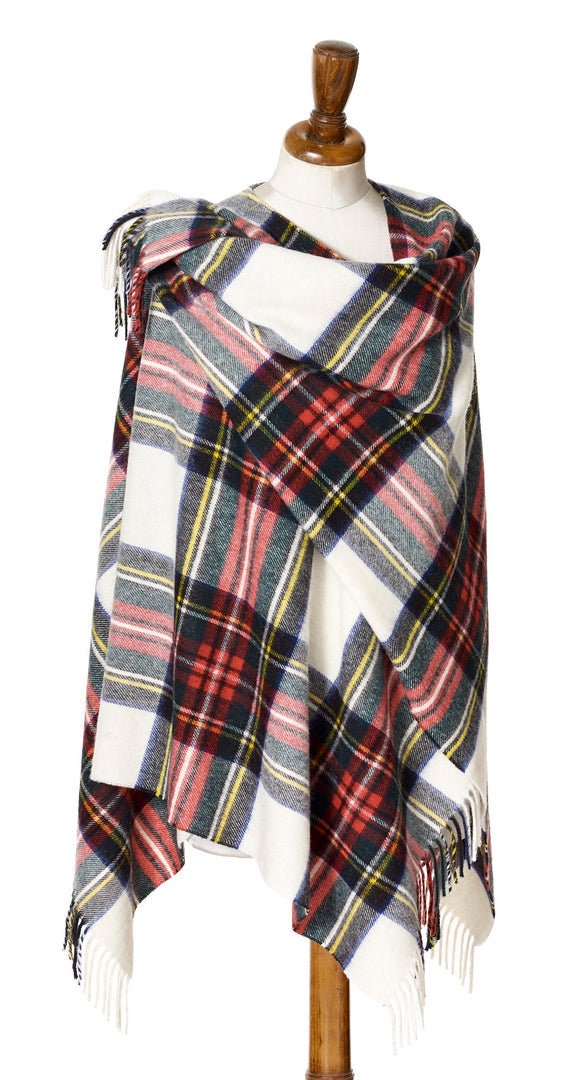 100% Merino Black Stewart Tartan Shawl Poncho Wrap,tartan Wool Shawl ...