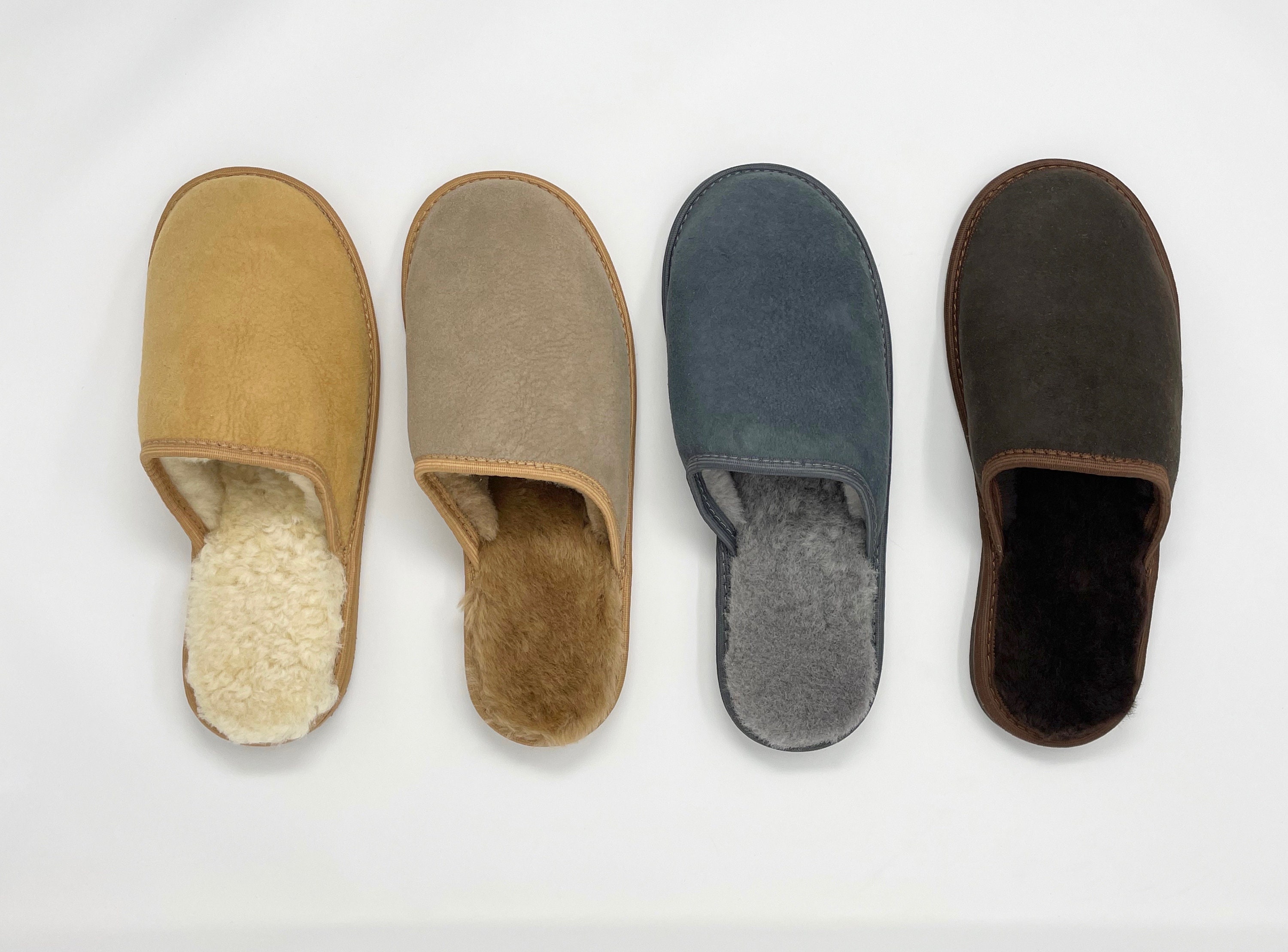 Mens's Sheepskin Slippers Leather Slippers Beige - Etsy UK