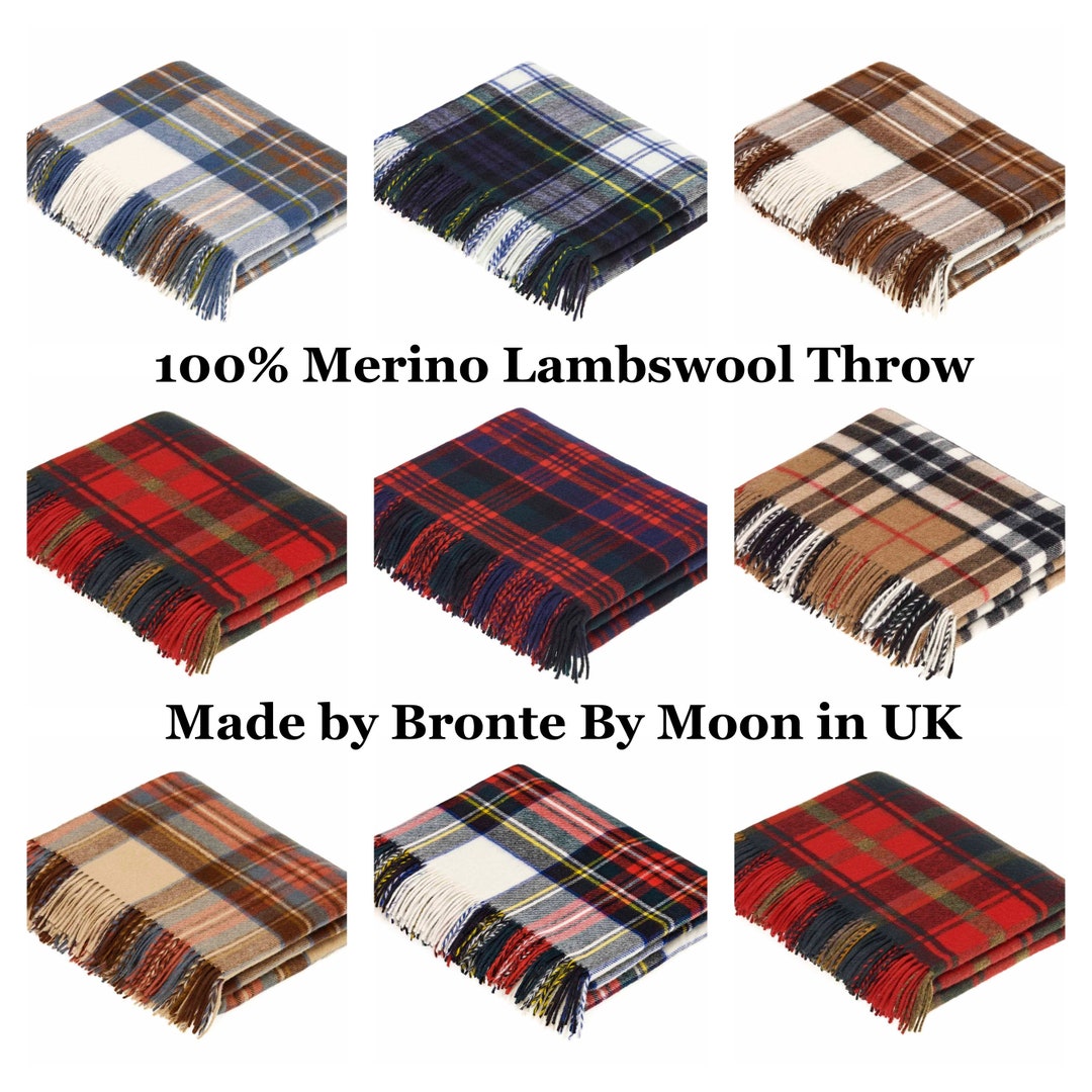 Scottish Tartan Merino Wool Throw - Royal Stewart Blanket - Bronte by ...