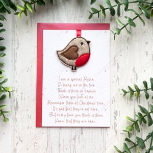 Remembrance Christmas Robin & Card, Felt Robin Tree Decoration ...