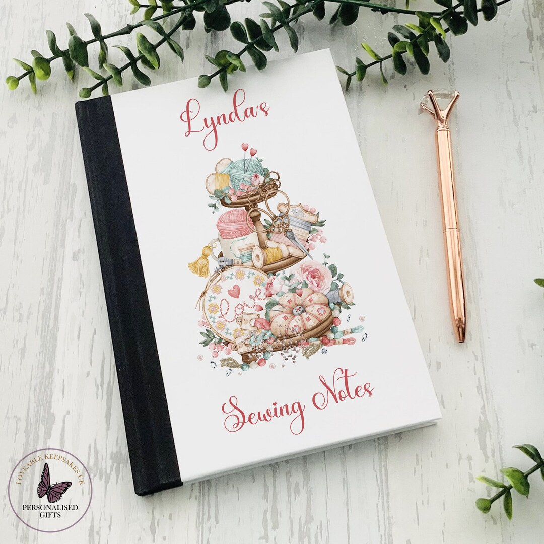 Personalised Sewing Notebook, Sewing Treads Needles Fumbles ...